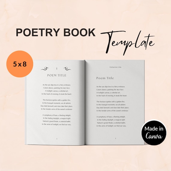 Poetry Book Template I Will Format Your Poetry, Poem And Story Book