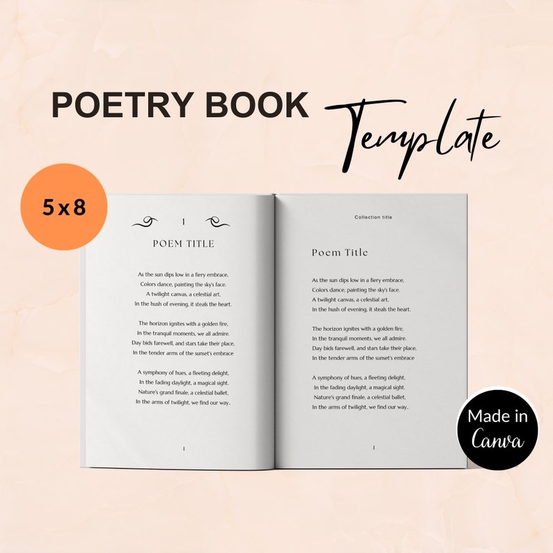 Poetry Book KDP Template 5x8, Paperback & Hardcover Book Interior, 5 X ...