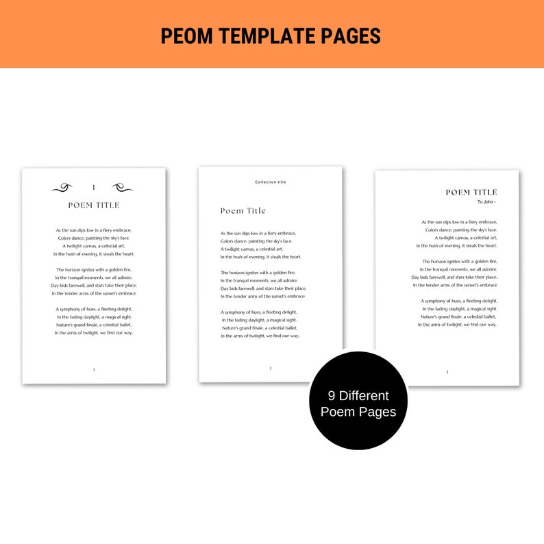 KDP Poetry Template 6x9 Book, Canva Poetry Template, Amazon KDP Self ...