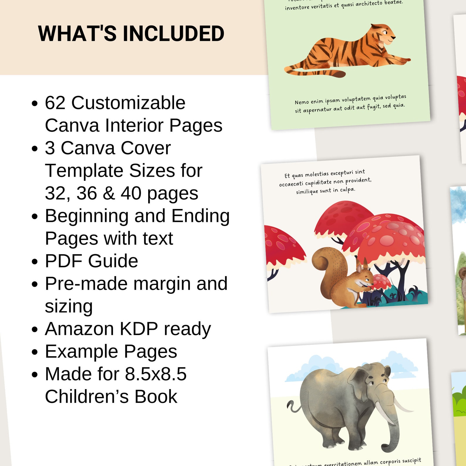 Canva KDP Child Book Template, 8.5x8.5 Picture Book Story Template, KDP ...