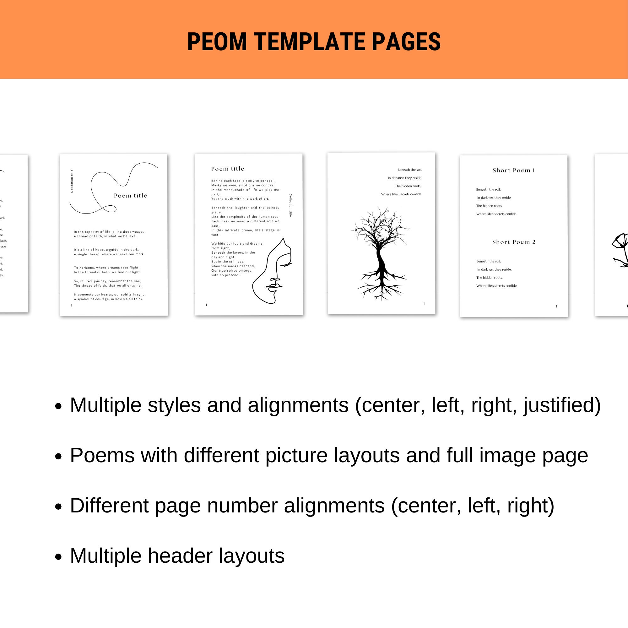 KDP Poetry Template 6x9 Book, Canva Poetry Template, Amazon KDP Self ...