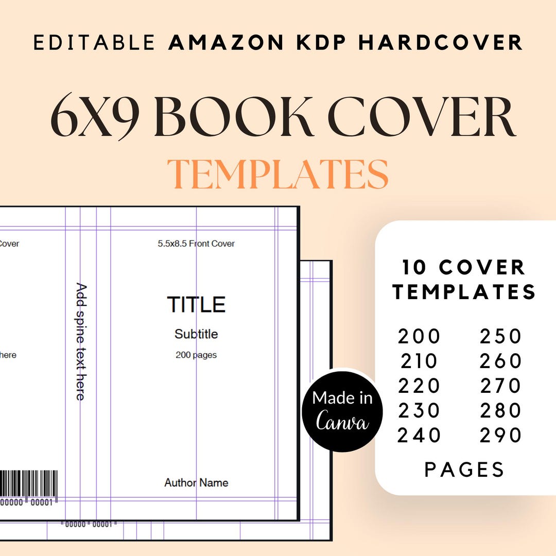 KDP Hardcover Book Template 6x9, Canva KDP Book Cover Template ...