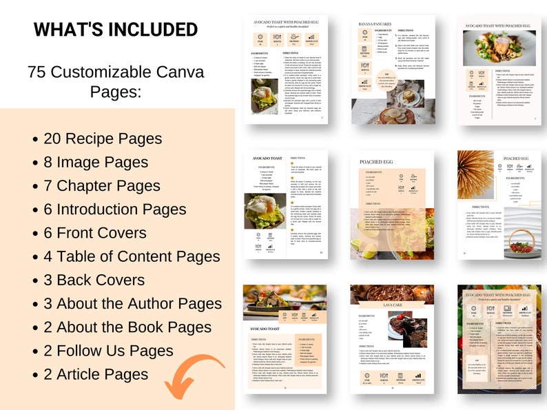 Cookbook Template KDP, Recipe Template Canva, Custom Recipe Book ...