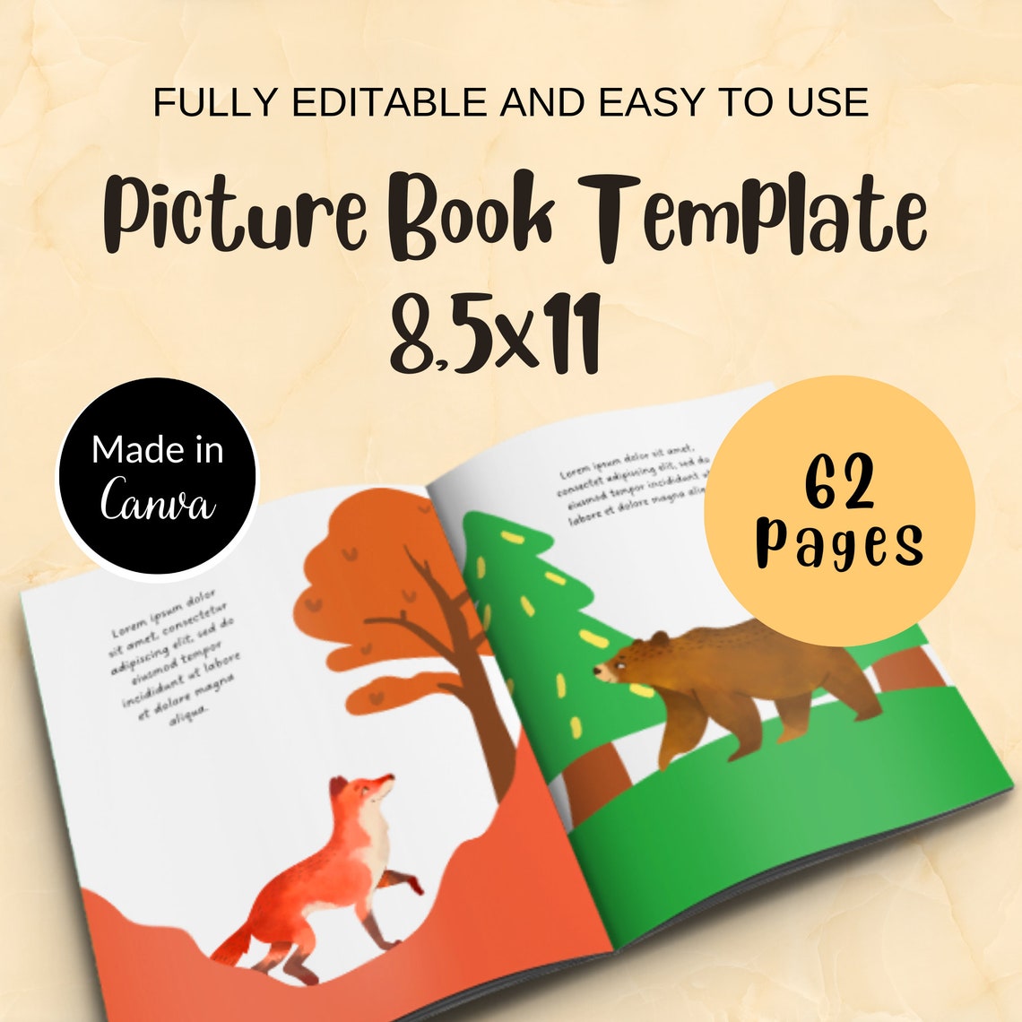 Picture Book Template 8.5x11 ” KDP Canva Template | Editable Book ...