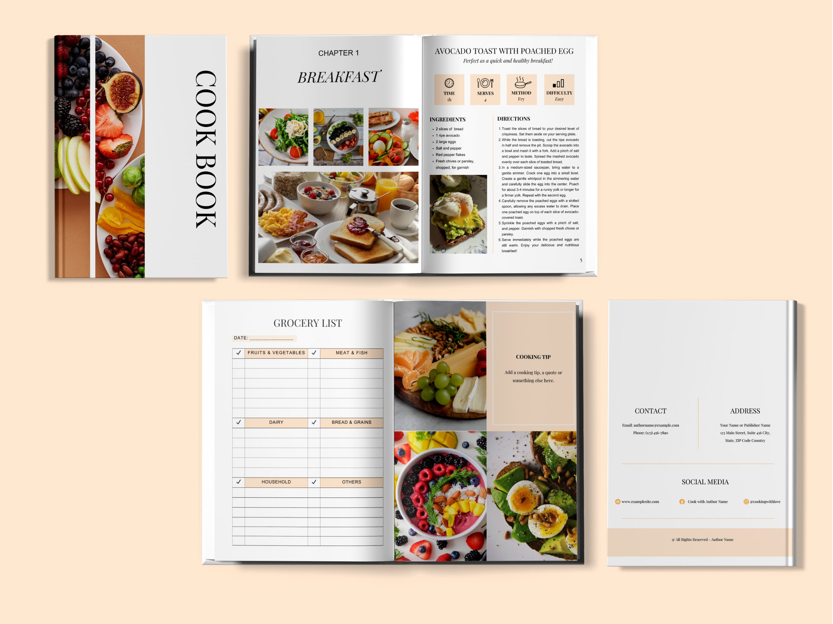 Cookbook Template KDP, Recipe Template Canva, Custom Recipe Book ...