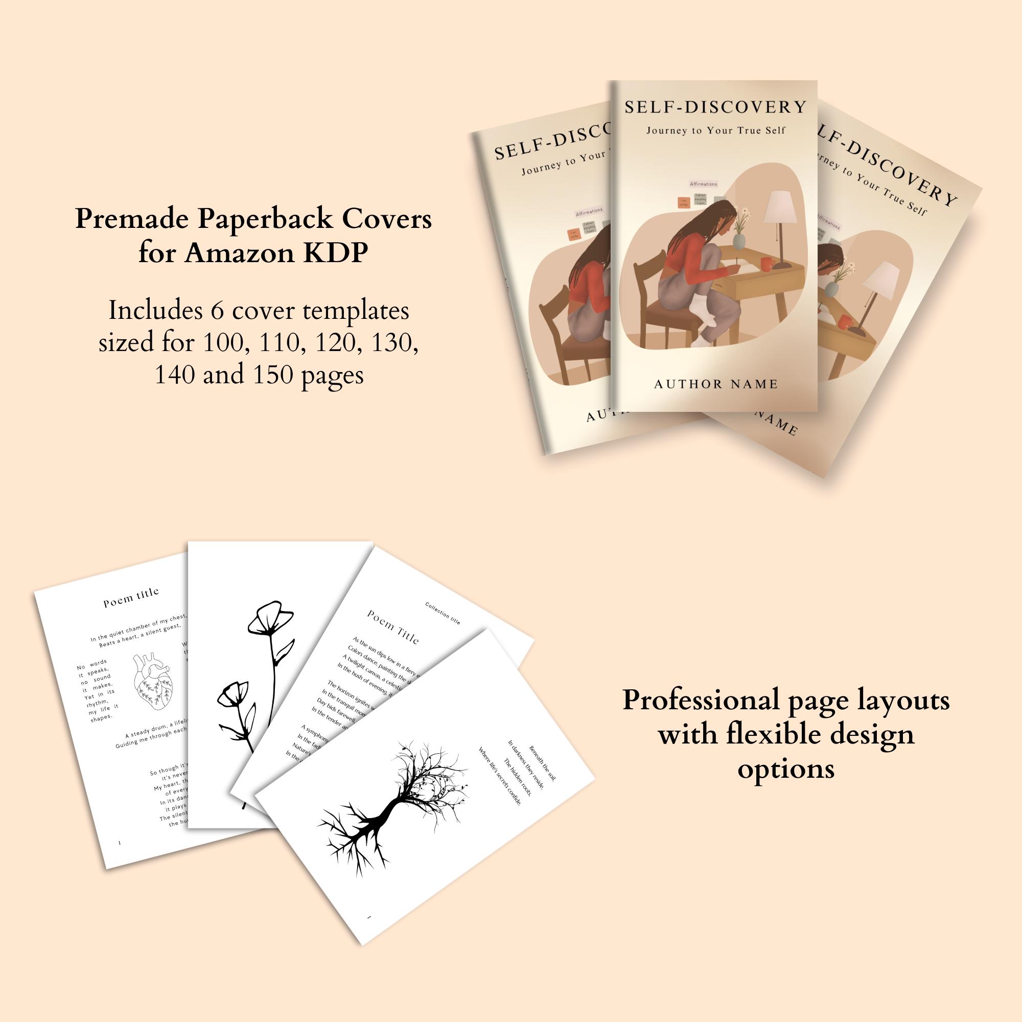 Poetry Book Template 5.5x8.5 KDP, Canva Poem Book Interior and Cover ...