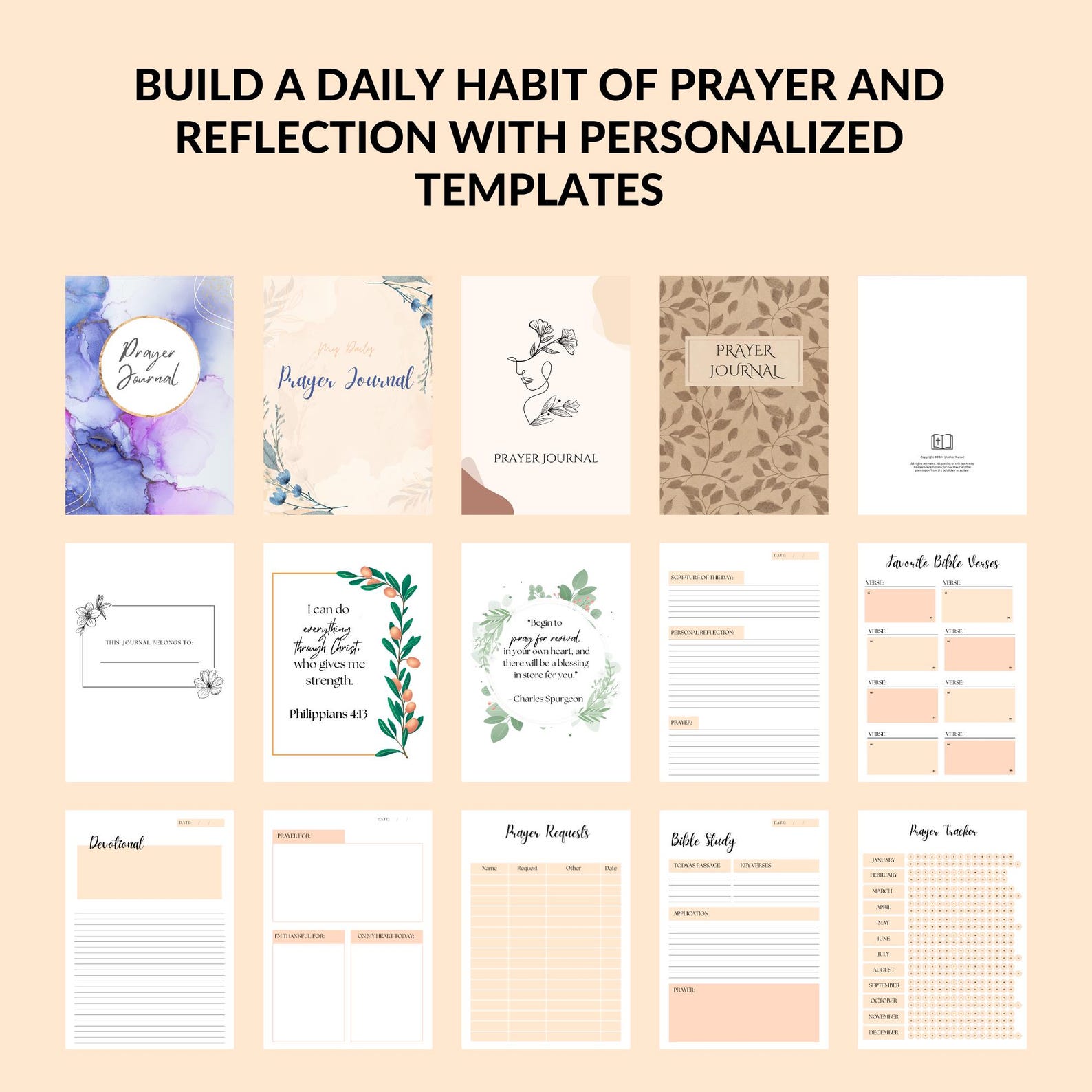 Prayer Journal KDP Template, Printable Devotional Templates, Digital ...