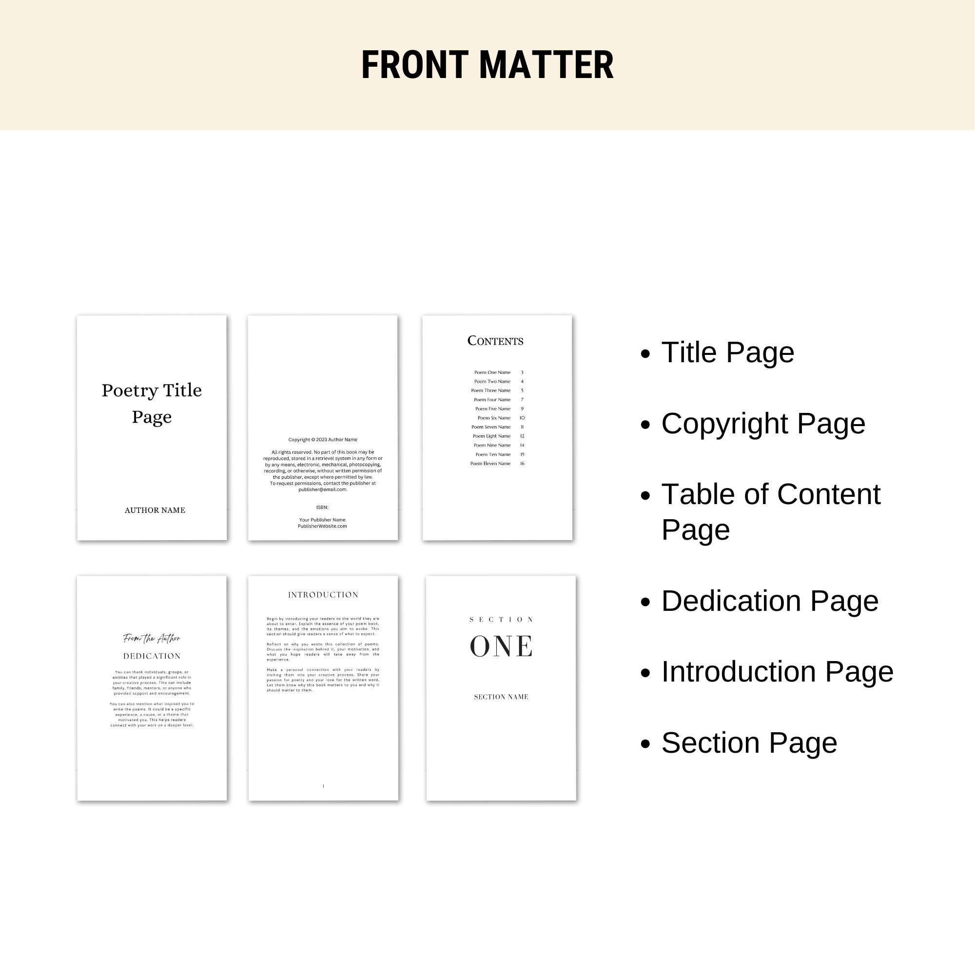 Poetry Book Template 5.5x8.5 KDP, Canva Poem Book Template, Interior ...