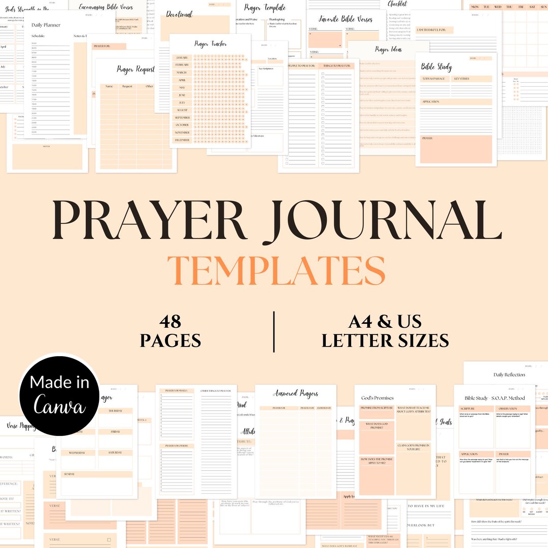 Prayer Journal KDP Template, Printable Devotional Templates, Digital ...