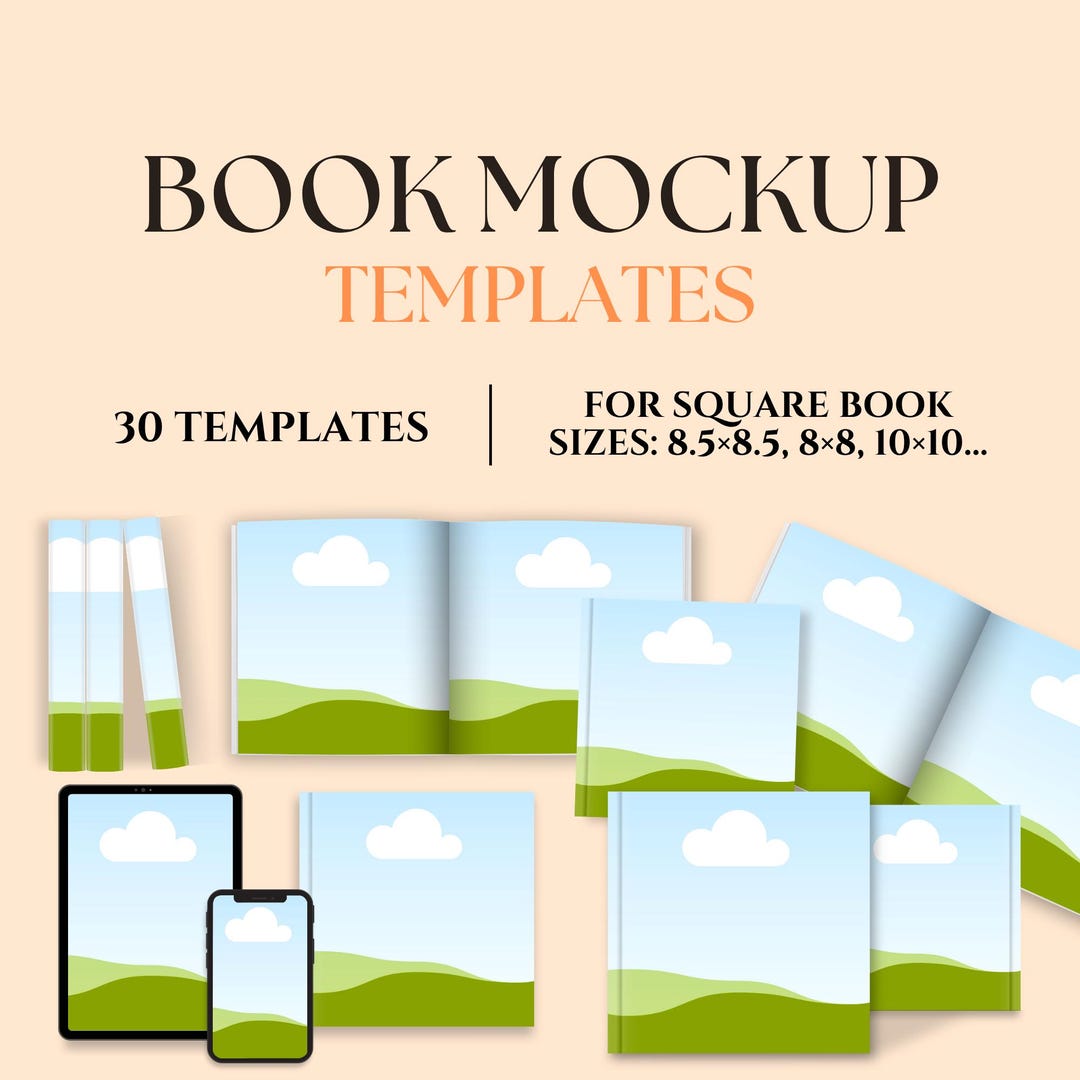 Canva Square Book Mockup Templates, Digital Cover Mock Up, KDP Ebook ...