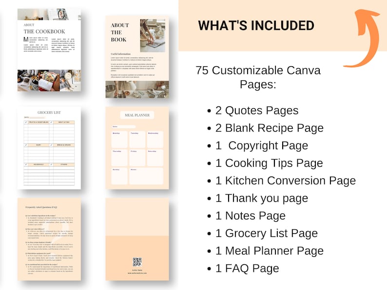 Cookbook Template KDP, Recipe Template Canva, Custom Recipe Book ...