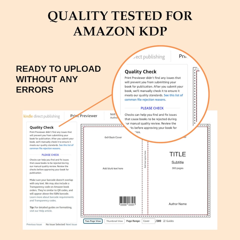 KDP Hardcover Book Template 6x9, Canva KDP Book Cover Template ...