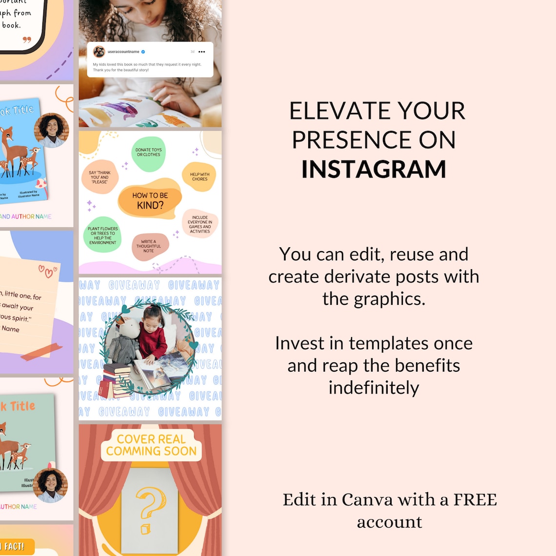Instagram Templates Childrens Book Authors, Instagram Canva Template ...