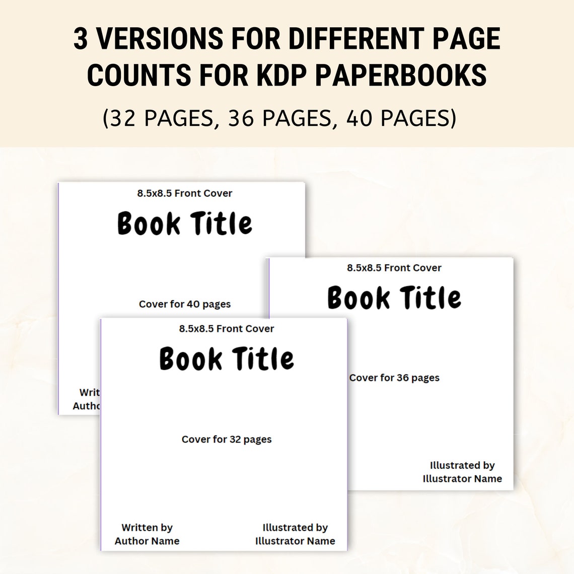 KDP Cover Template 8.5x8.5 , Premade Children's Book Cover, 32 36 40 ...