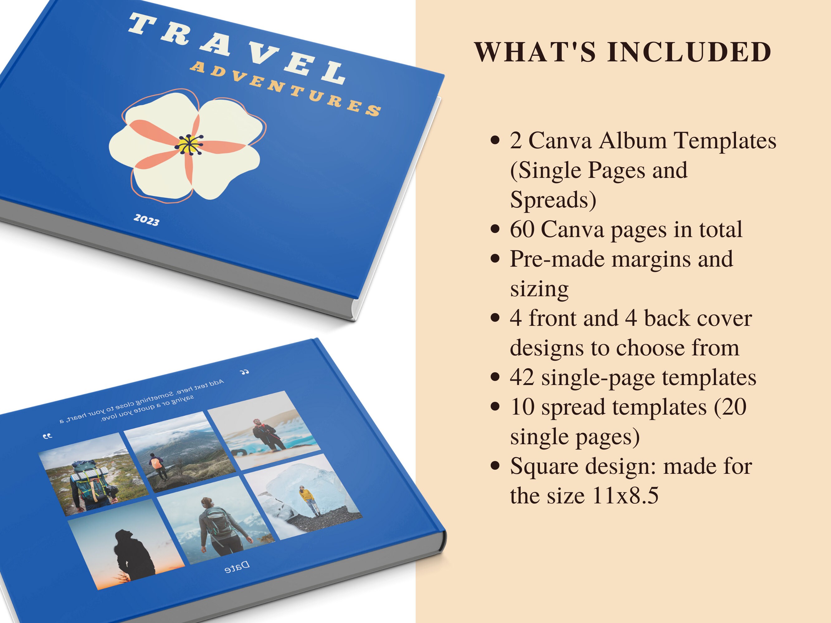 Travel Photo Book Canva Template 11x8.5 Landscape Album, Memory Book ...