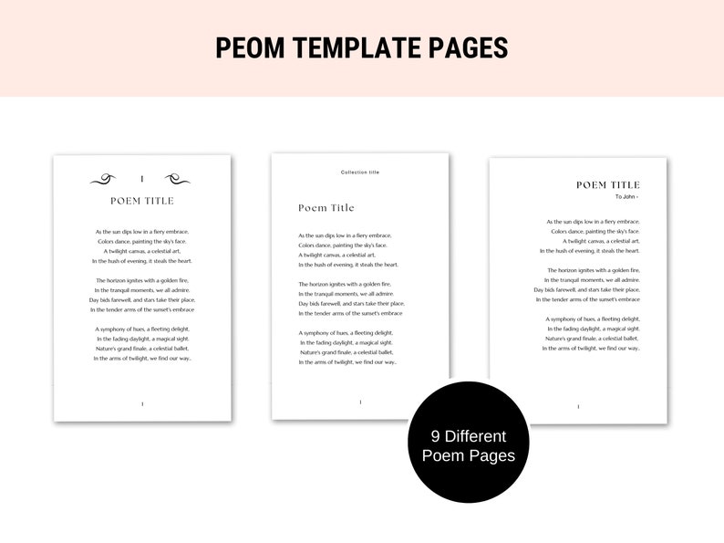 Poetry Book Template 8.5x11, KDP Poetry Book Interior, Self-publishing ...