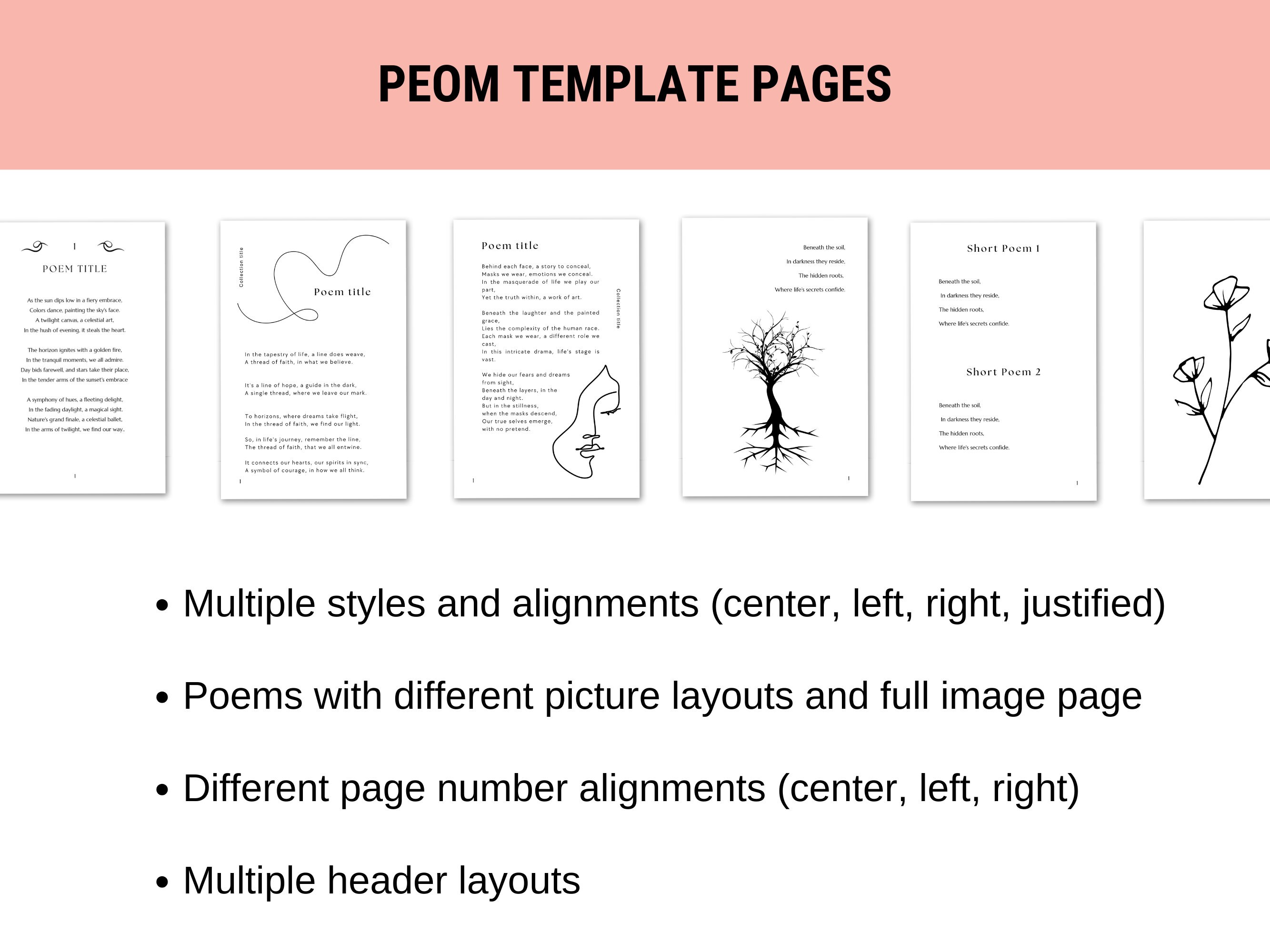 KDP Poetry Template 6x9 Book, Canva Poetry Template, Amazon KDP Self ...