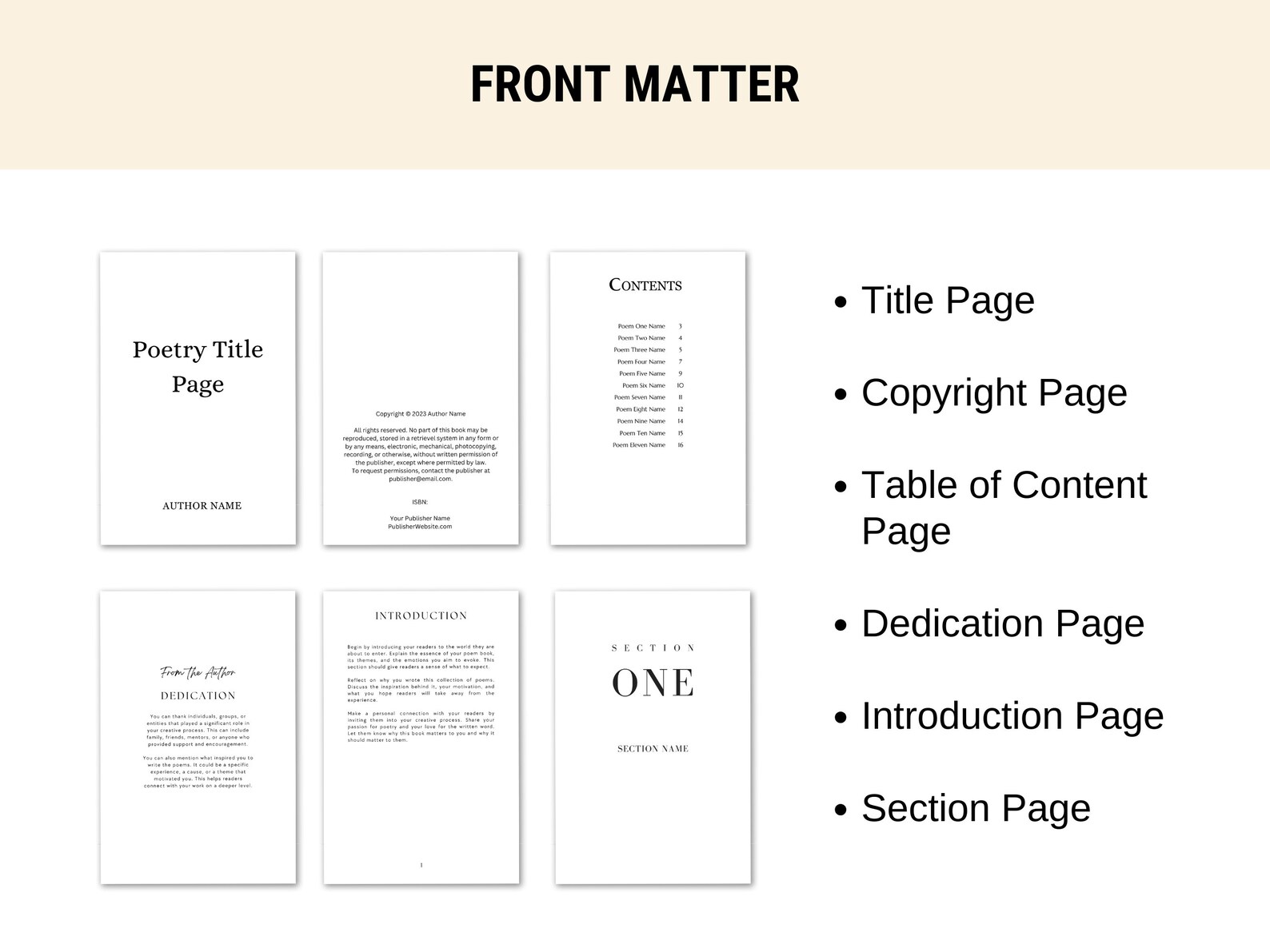 Poetry Book Template 5.5x8.5 KDP, Canva Poem Book Template, Interior ...