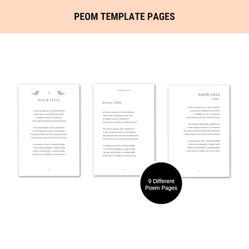 Poetry Book Template 8.5x11, KDP Poetry Book Interior, Self-publishing ...