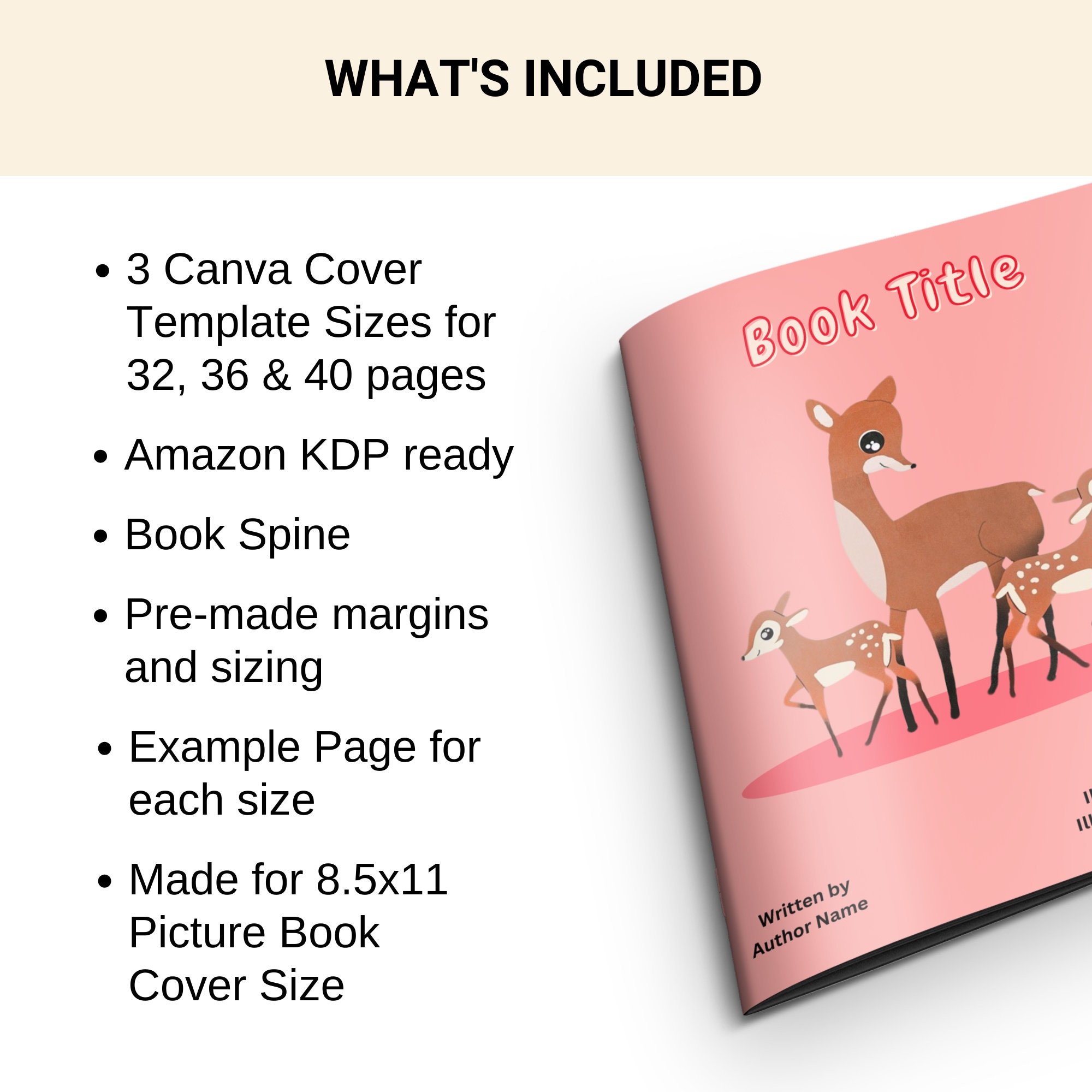 Picture Book Cover Template 8.5x11, Canva KDP Template, Book Cover ...