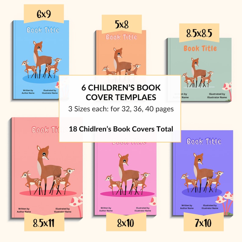 Picture Book Template KDP Bundle, 8.5x8.5, 5x8, 6x9, 8x10, 7x10, 8.5x11, Canva Child Book ...