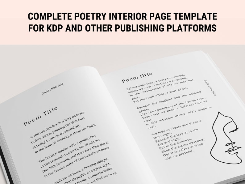 Poetry Book Template 8.5x11, KDP Poetry Book Interior, Self-publishing ...
