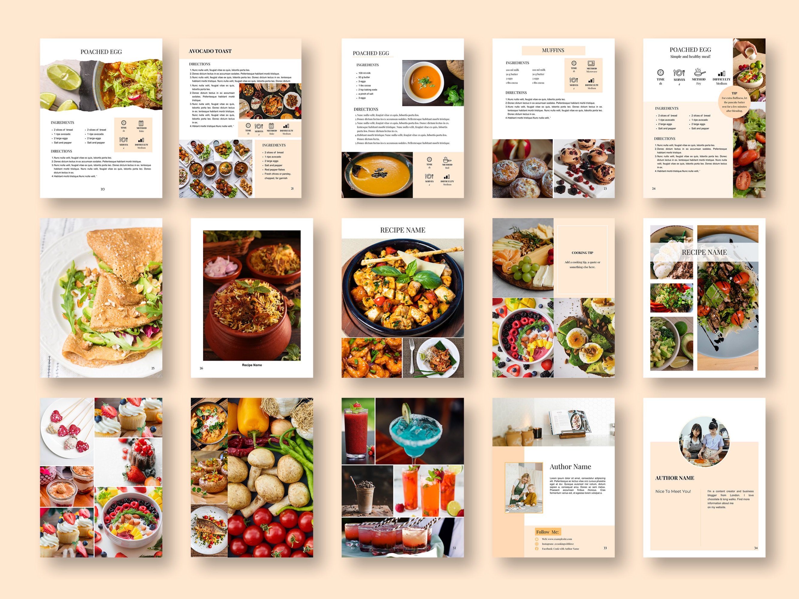 Cookbook Template KDP, Recipe Template Canva, Custom Recipe Book ...