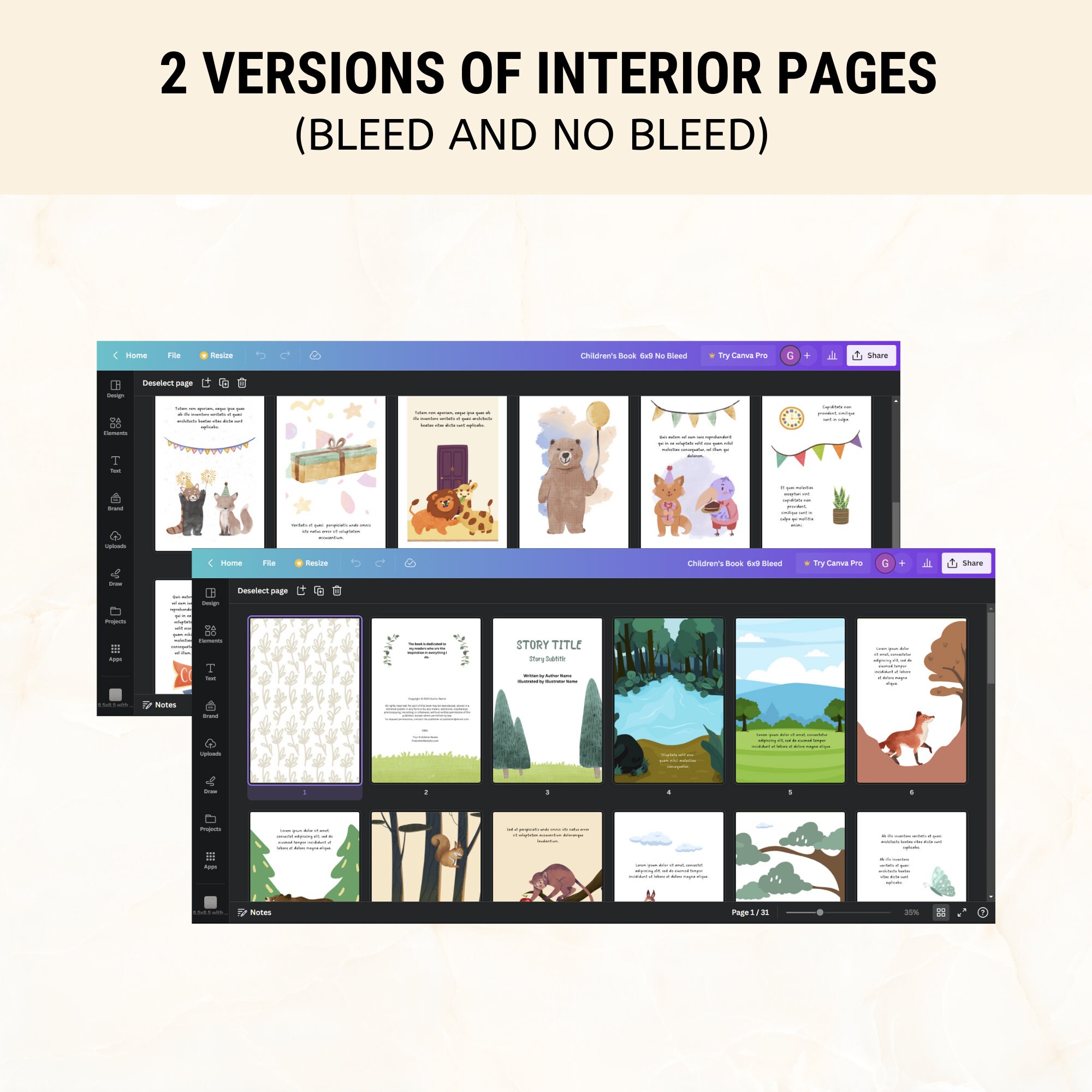 Picture Book Template 8.5x11 ” KDP Canva Template | Editable Book ...