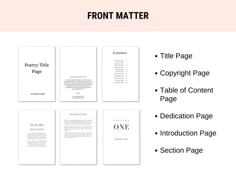 Poetry Book Template 8.5x11, KDP Poetry Book Interior, Self-publishing ...