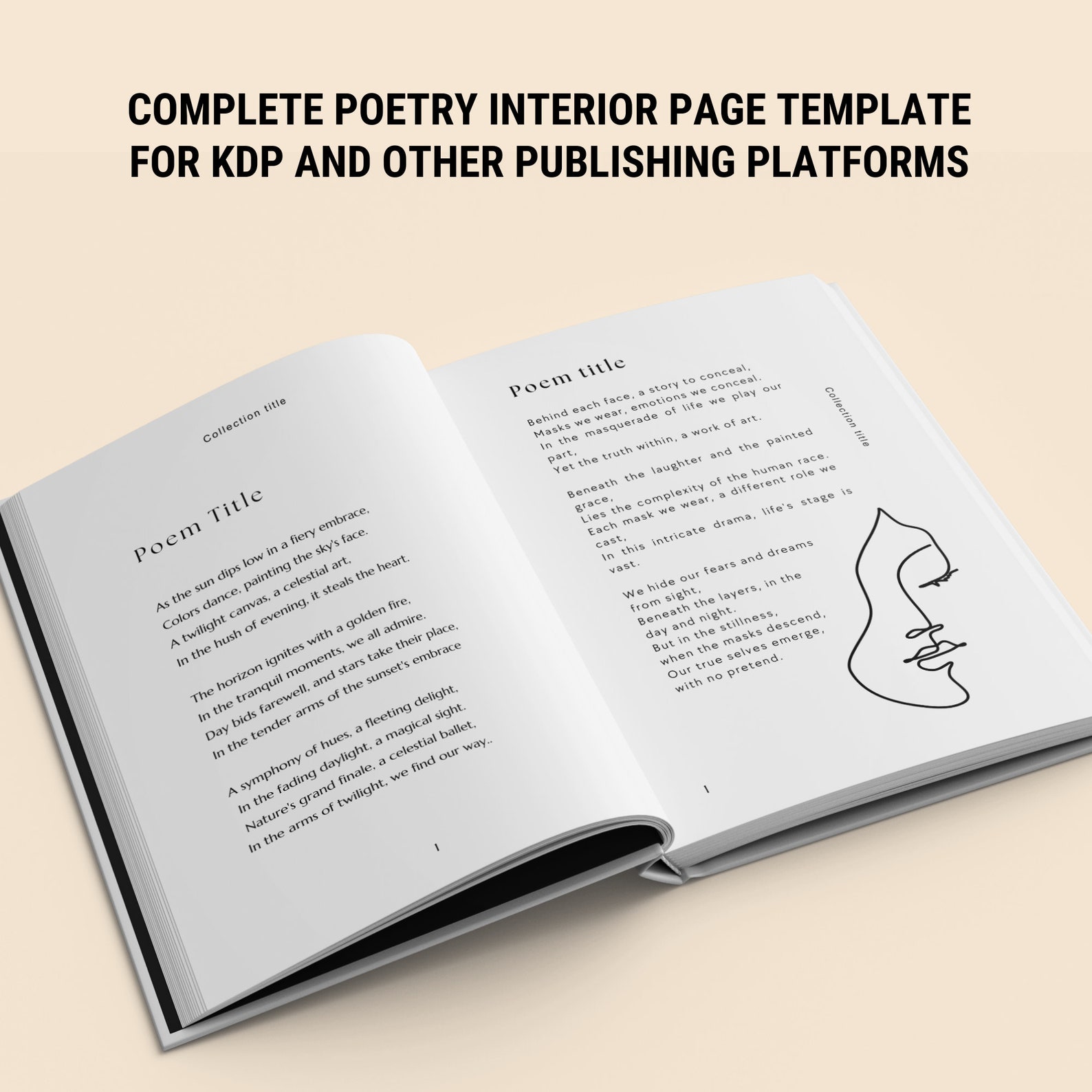 KDP Poetry Template 6x9 Book, Canva Poetry Template, Amazon KDP Self ...