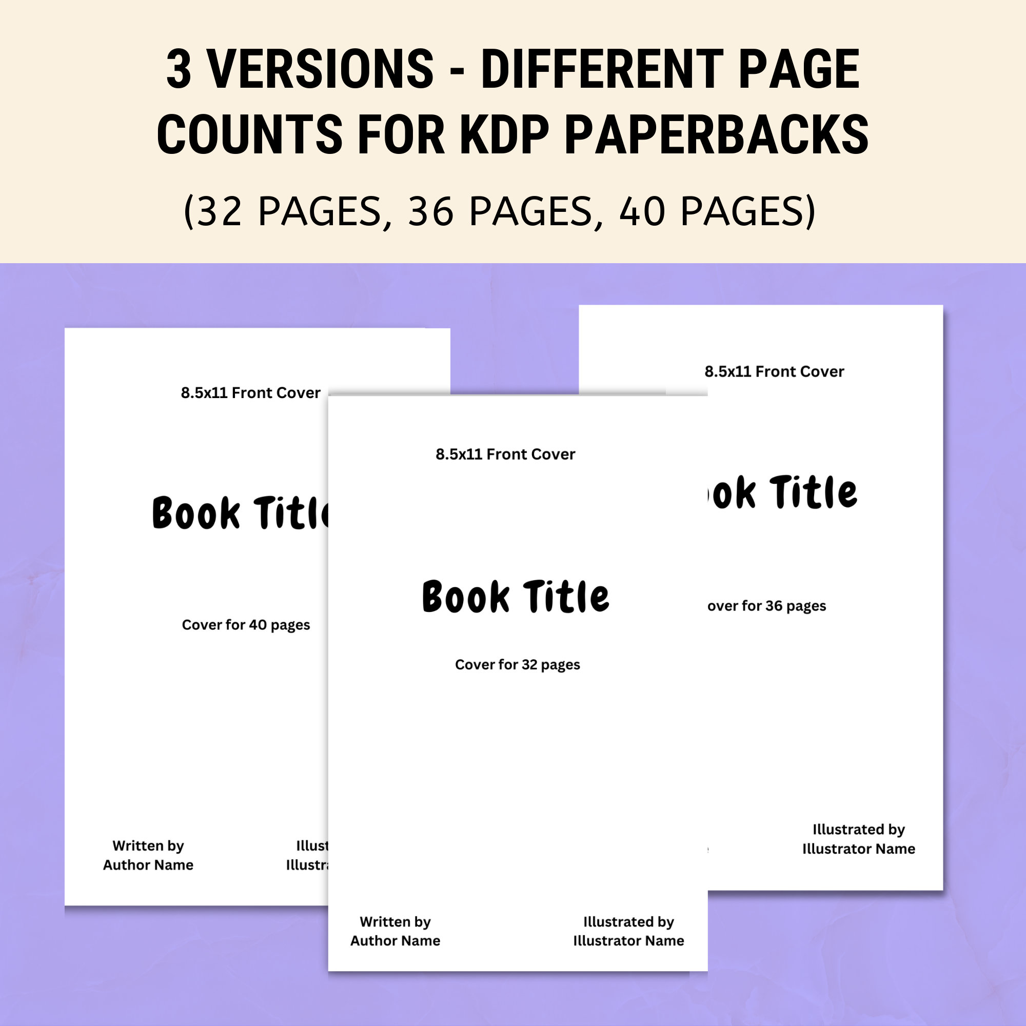 Picture Book Cover Template 8.5x11, Canva KDP Template, Book Cover ...