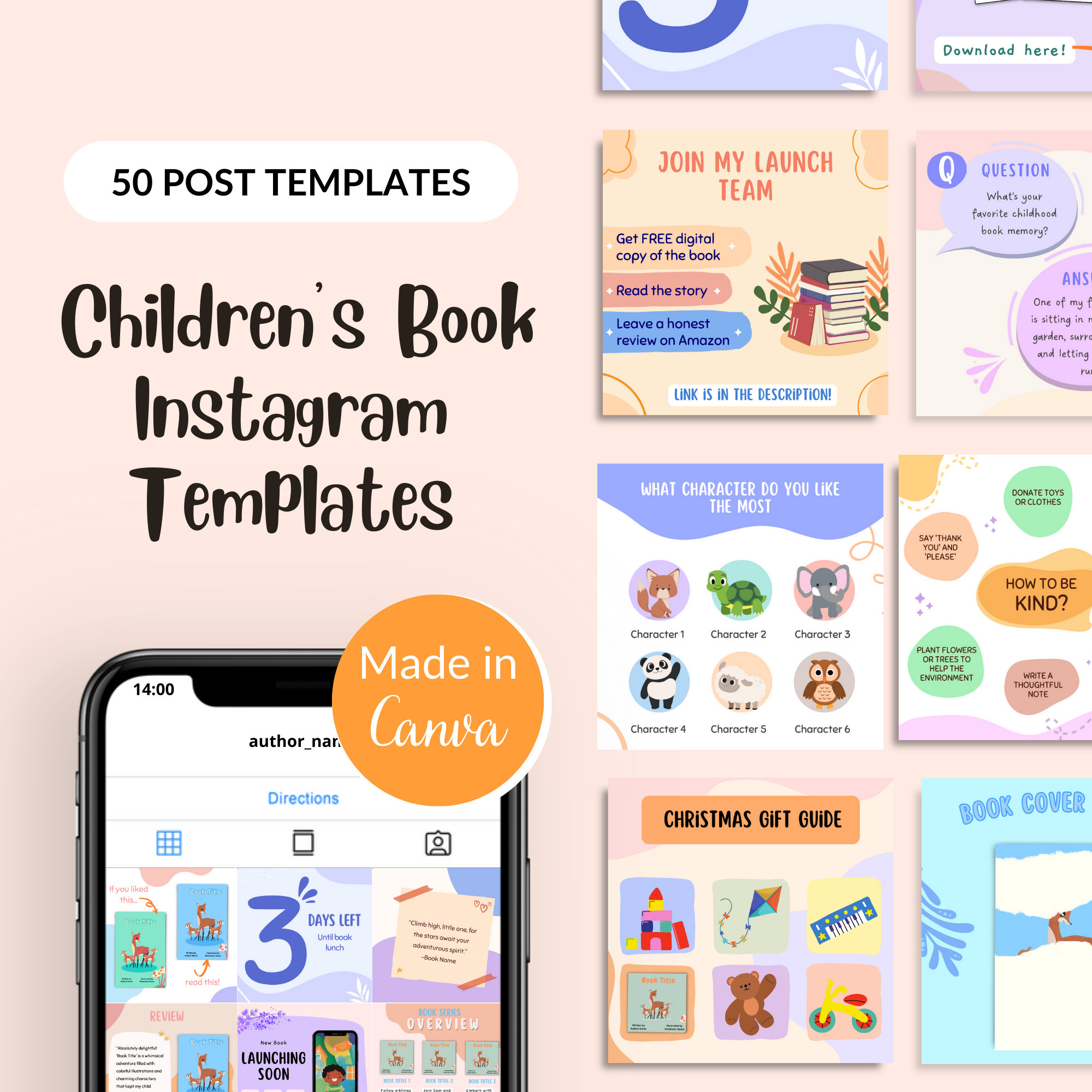Instagram Templates Childrens Book Authors, Instagram Canva Template ...