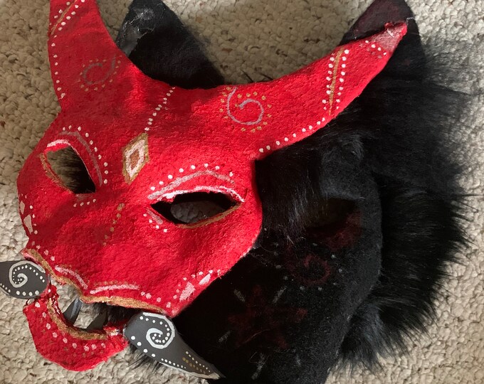 Black Demon Wolf Mask - Etsy