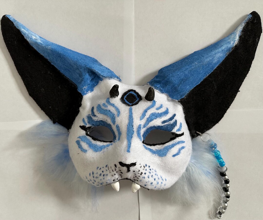 White/blue Cat Mask - Etsy