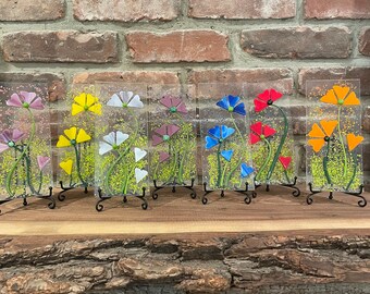 Poppy Glass Panel Wavy Organic Top Panel Large Cornish Glass Handmade ...