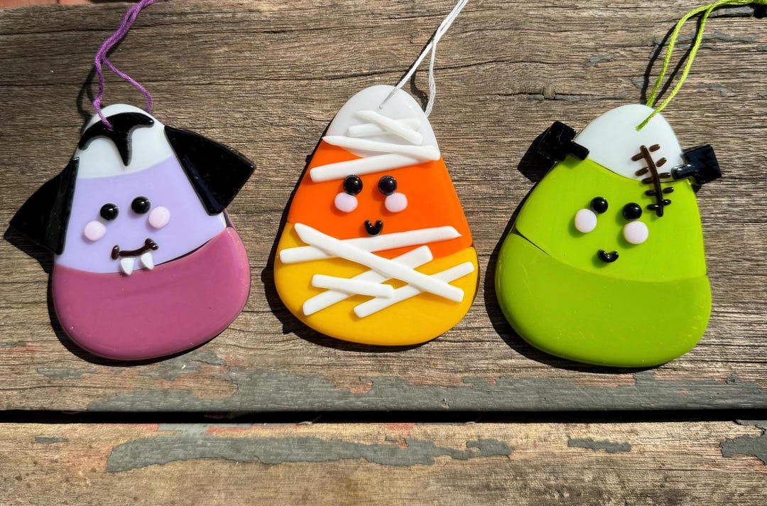 Candy Corn, Fused Glass Halloween Decorations - Etsy
