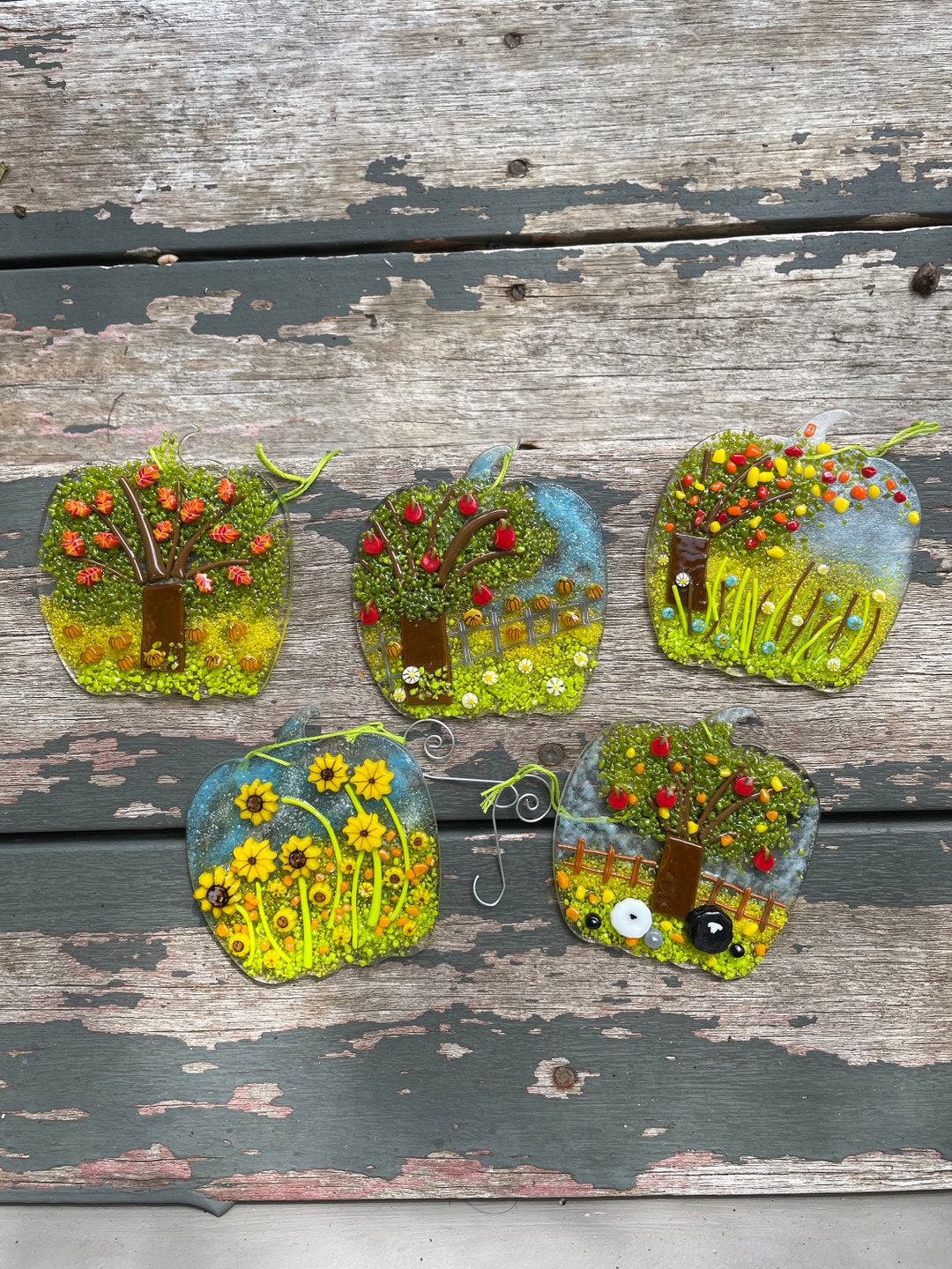 Fall Pumpkin Scenes, Fused Glass Art - Etsy