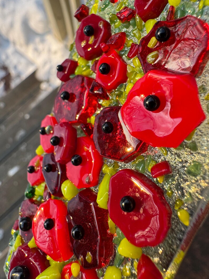 Poppy Fields, Fused Glass Art and Suncatcher - Etsy