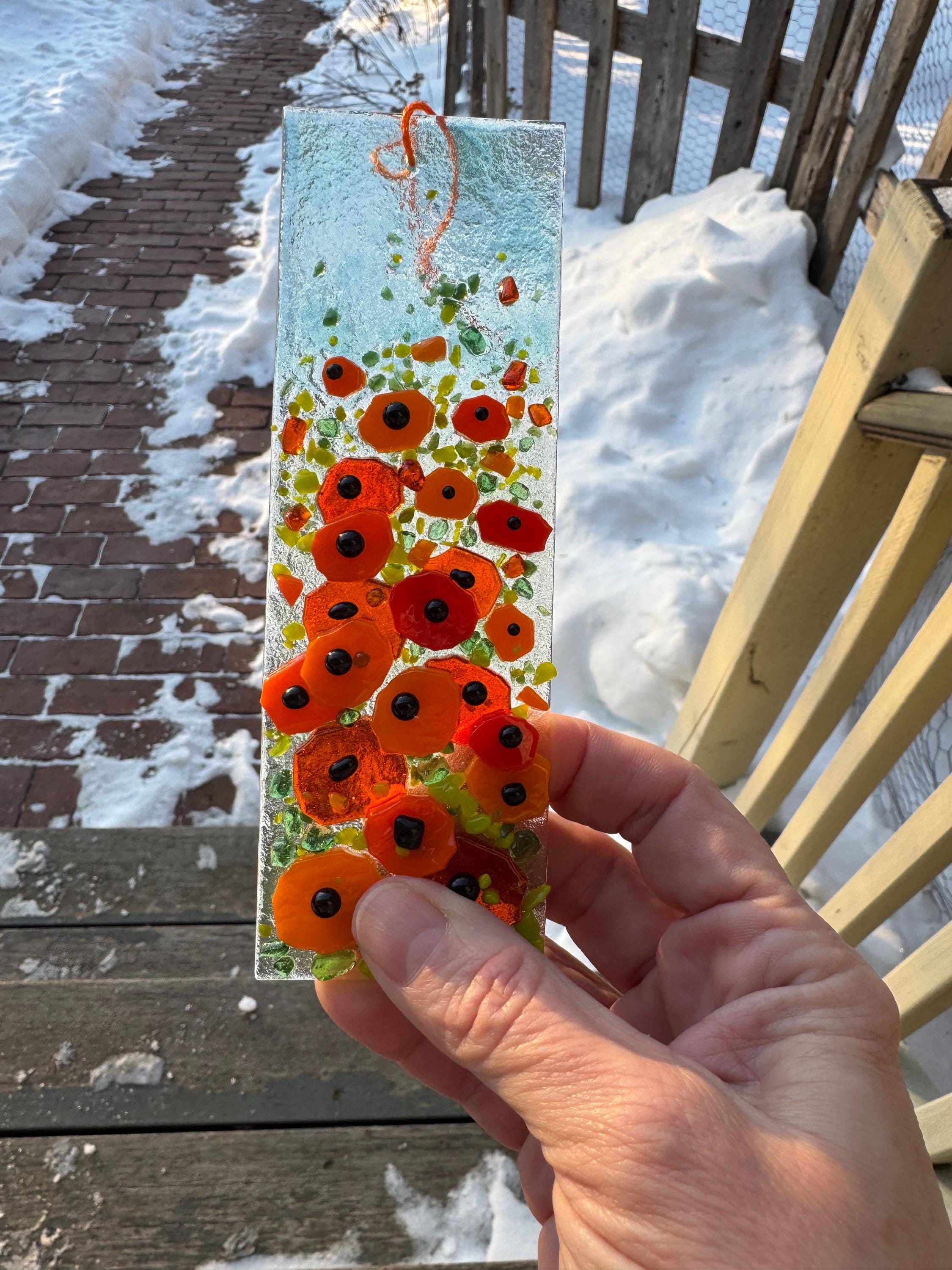 Poppy Fields, Fused Glass Art and Suncatcher - Etsy