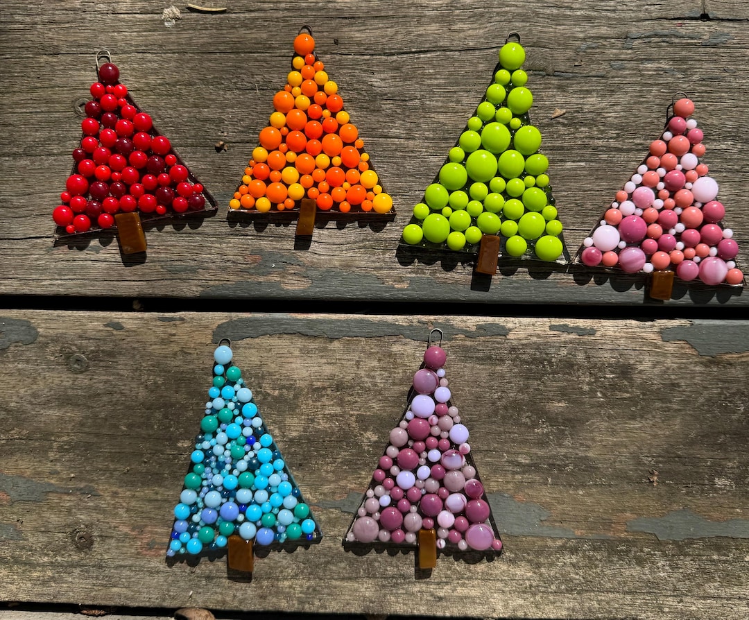 Bubble Christmas Trees, Fused Glass Ornaments - Etsy