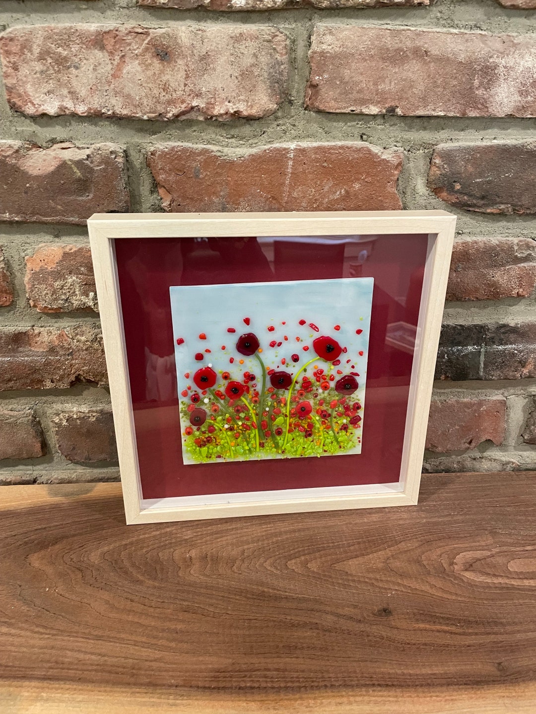 Poppy Field (large/framed), Fused Glass Art - Etsy
