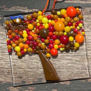 Seasonal Trees With a Birds Nest, Fused Glass Suncatcher - Etsy