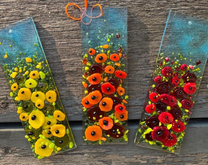 Poppy Fields, Fused Glass Art and Suncatcher - Etsy
