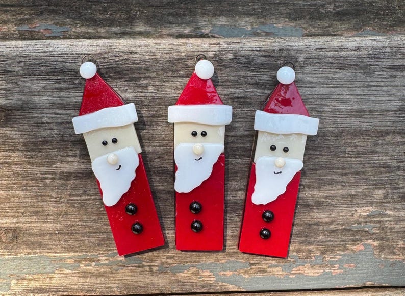 Santa Stick, Fused Glass Christmas Ornament - Etsy