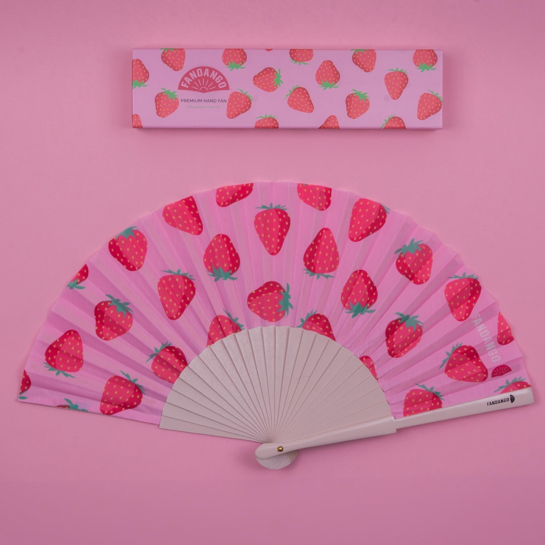 Hand Held Wooden Folding Fan - Go Strawberries - Birthday Gift for Her ...