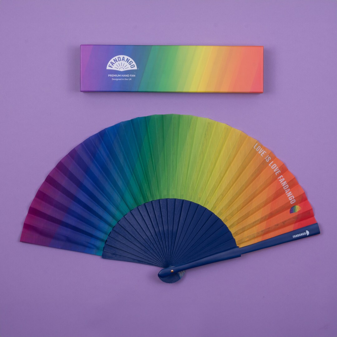 Rainbow Pride Hand Fan: Recycled Wood & Polyester, LGBTQ+ Accessory ...