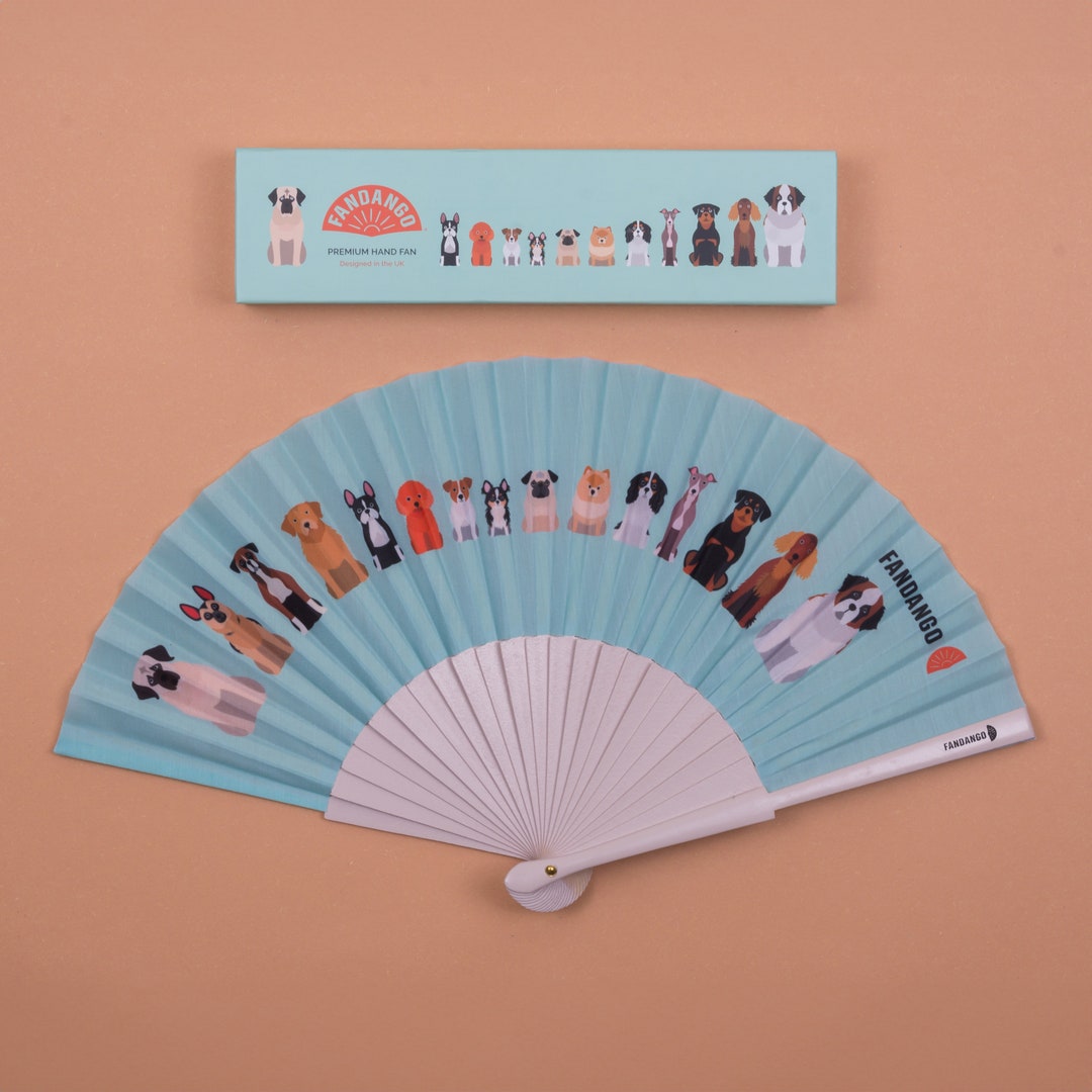 Hand Held Wooden Folding Fan - Go Dog - Fan for Dog Lovers, Love Dogs ...