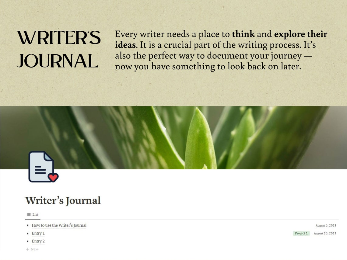 Notion Writing Template: Green Author Workspace, Novel Planner - Etsy