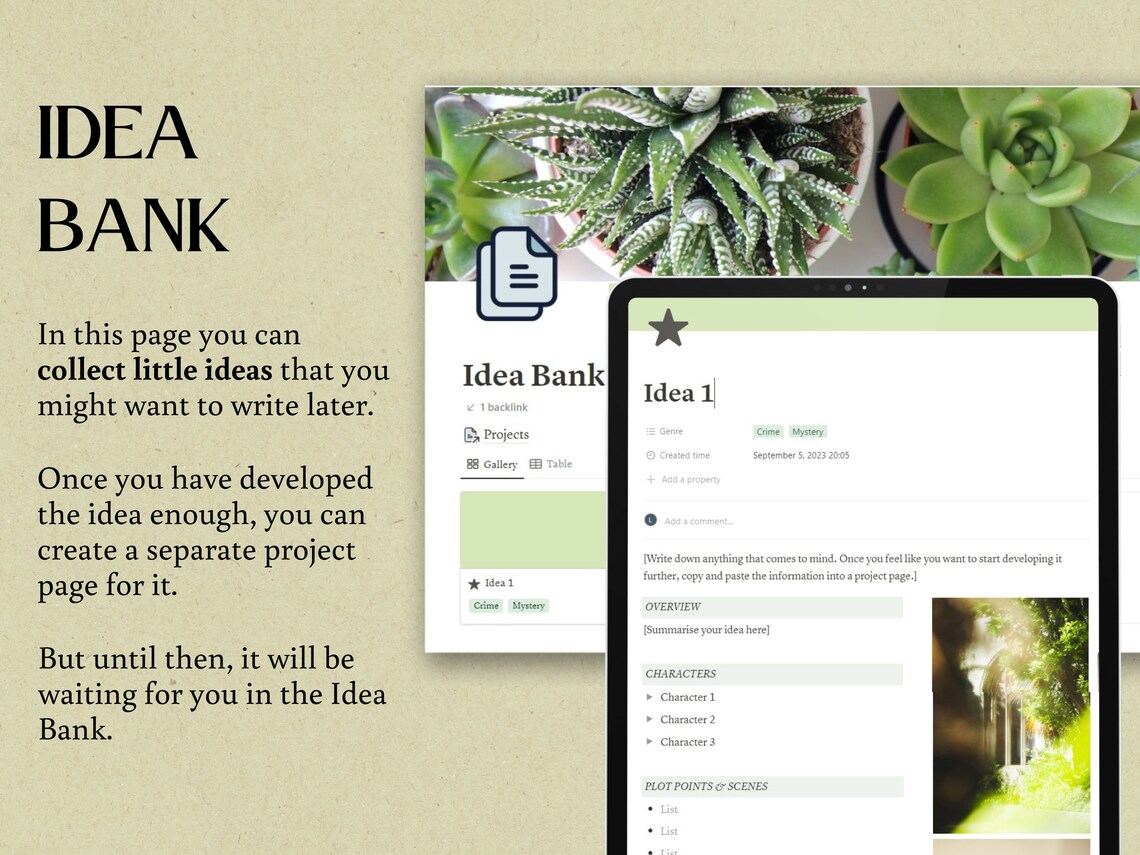 Notion Writing Template: Green Author Workspace, Novel Planner - Etsy