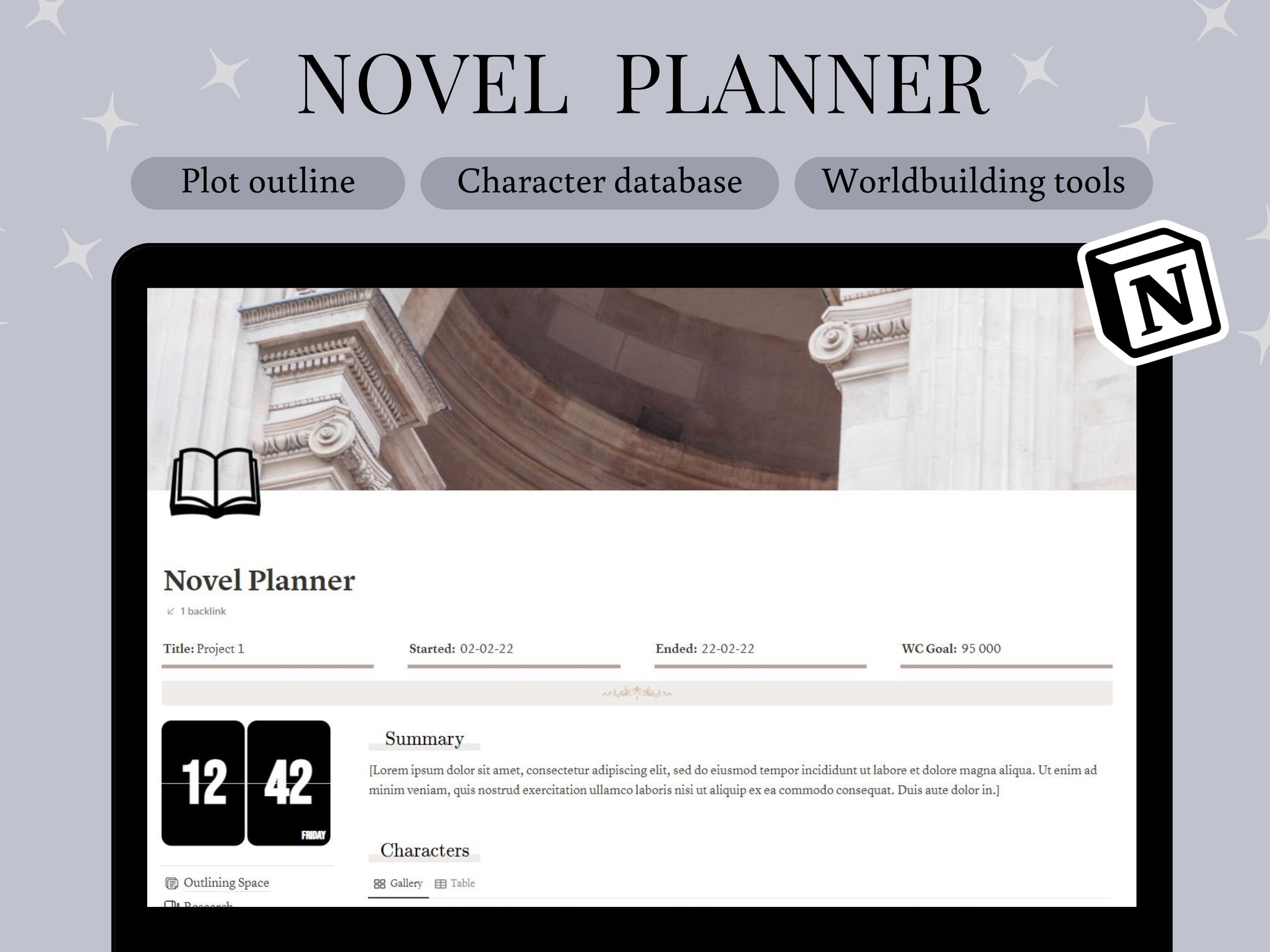 Notion Novel Planner Template, Notion Writing Template, Notion Template ...